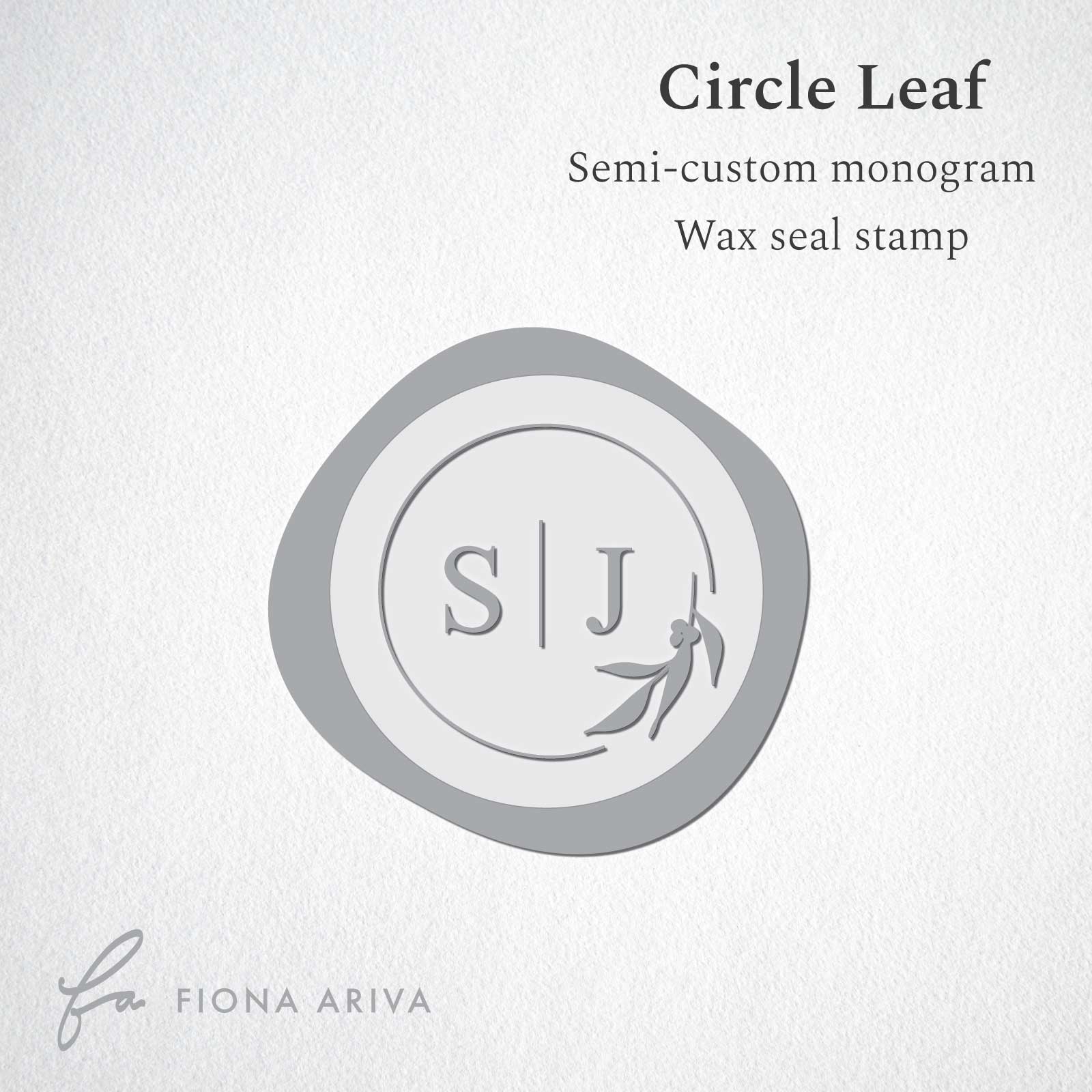 Circle Leaf wedding monogram semi custom initials wax seal stamp or ki