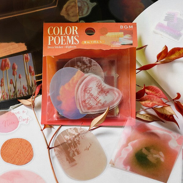 Orange Color Poems | Planner Flake Stickers | BGM