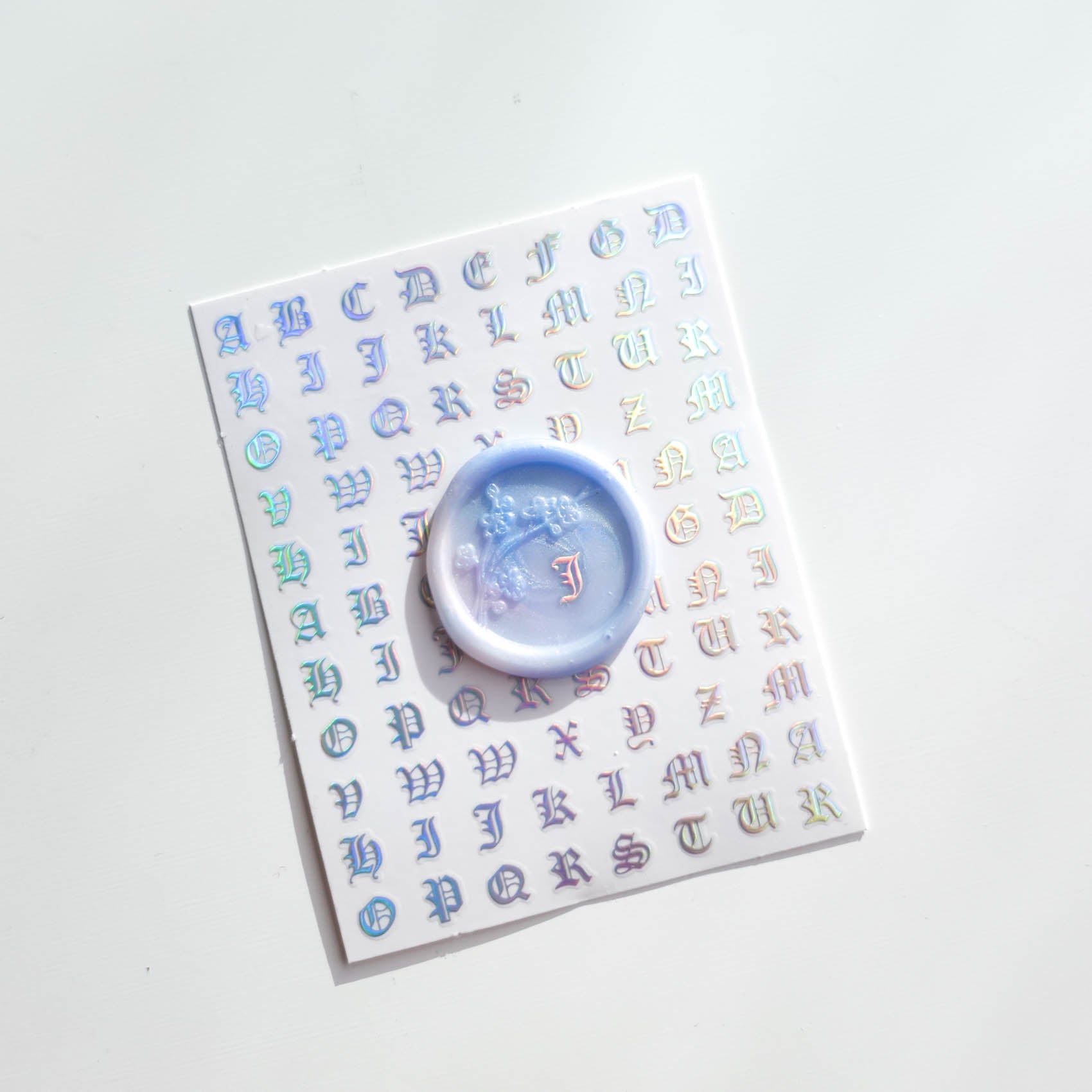 Holographic Alphabet Letters Gothic Script Clear-Backed Decorative Sti