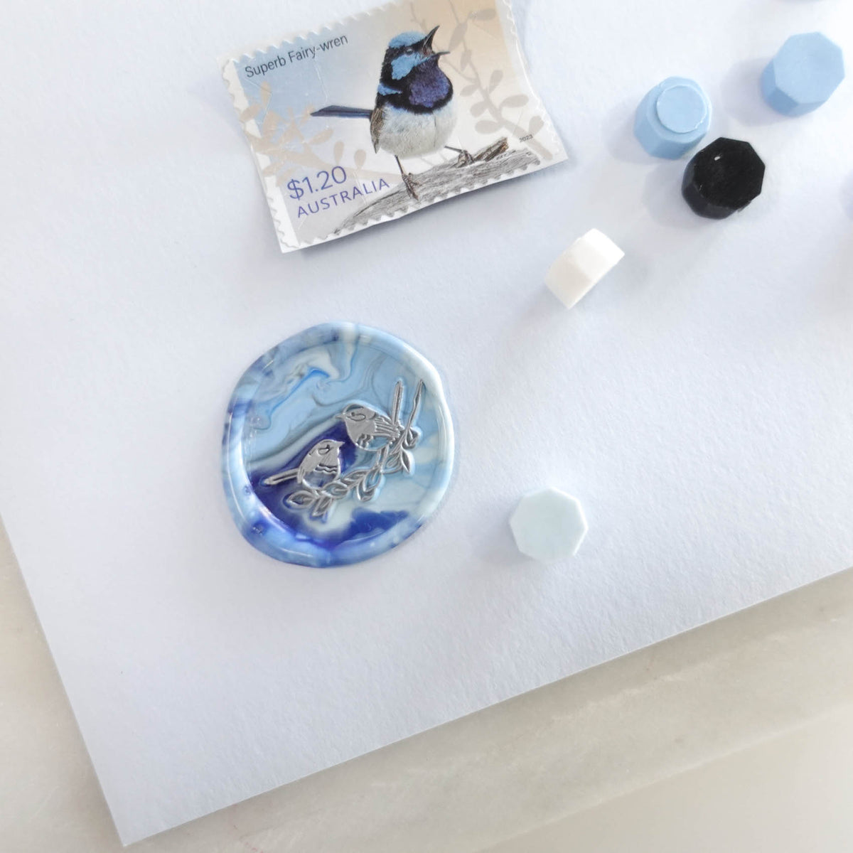 Buy Fairy Wrens Bird wax seal stamp, wax seal kit or stamp head