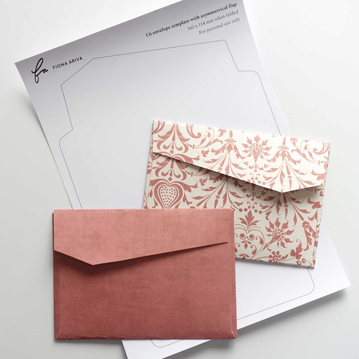 Asymmetrical flap C6 sized envelope template