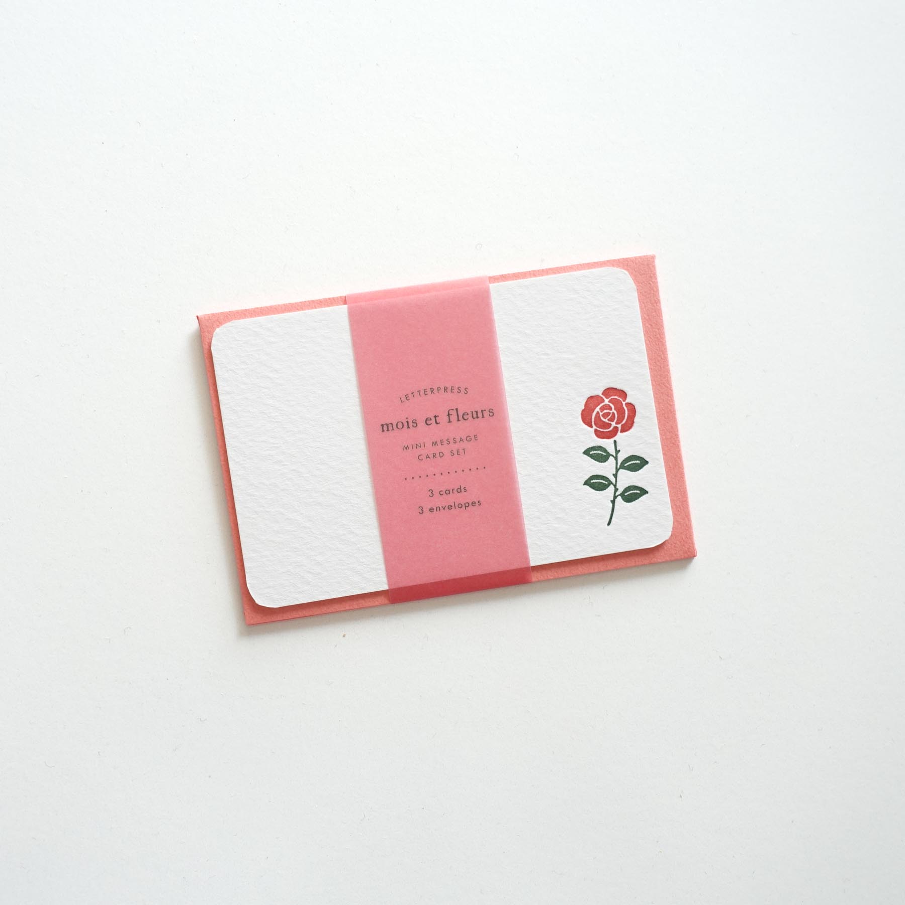 Rose Letterpress Mini Message Card Set | Mois et Fleurs