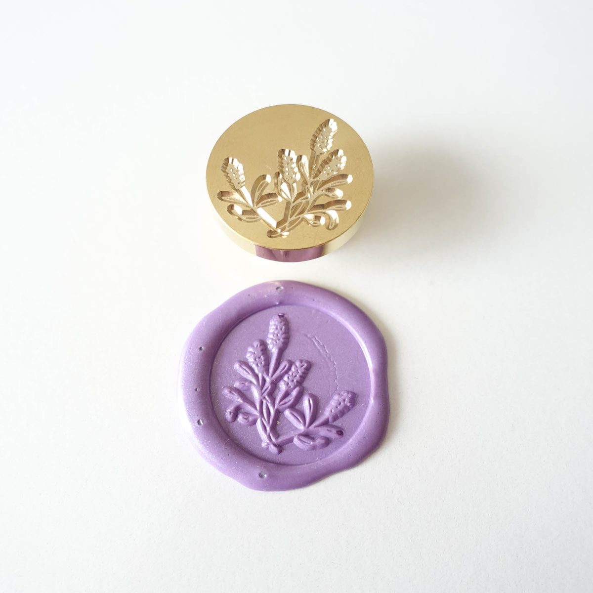 Lavender flower sprigs wax seal stamp