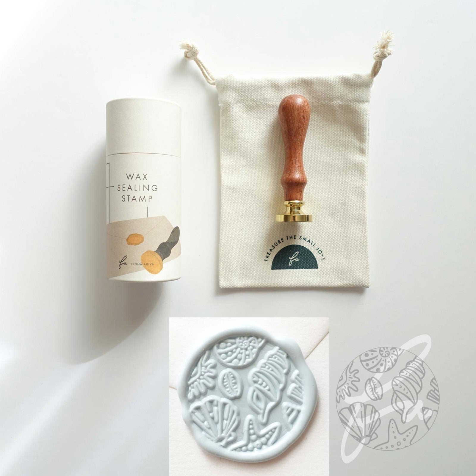 Seashells beach wax seal stamp, wax seal kit or stamp head